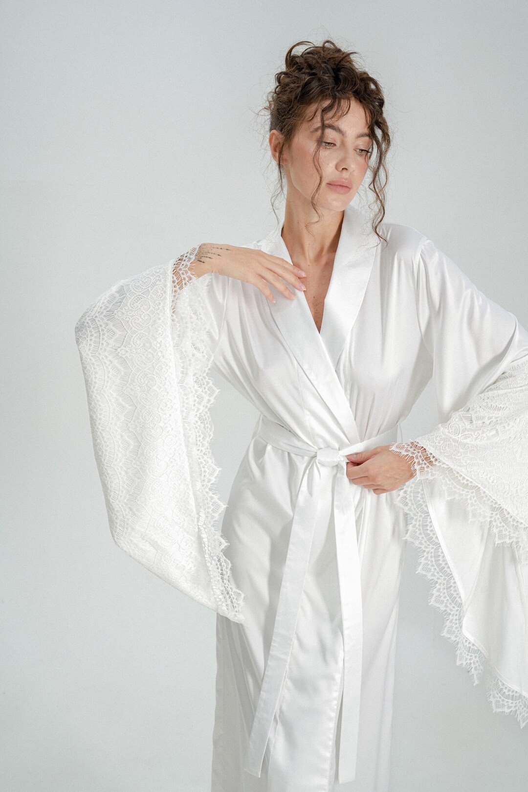 Long Bridal Robe, Silk Robe, Bride Robe, Long Bridal Dressing Gown ...