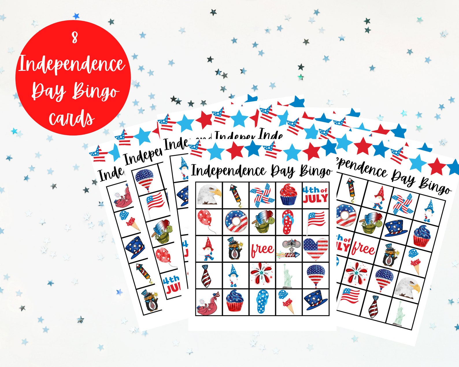 4th of July Bingo Game, Independence Day Activities for Kids, Patriotic ...