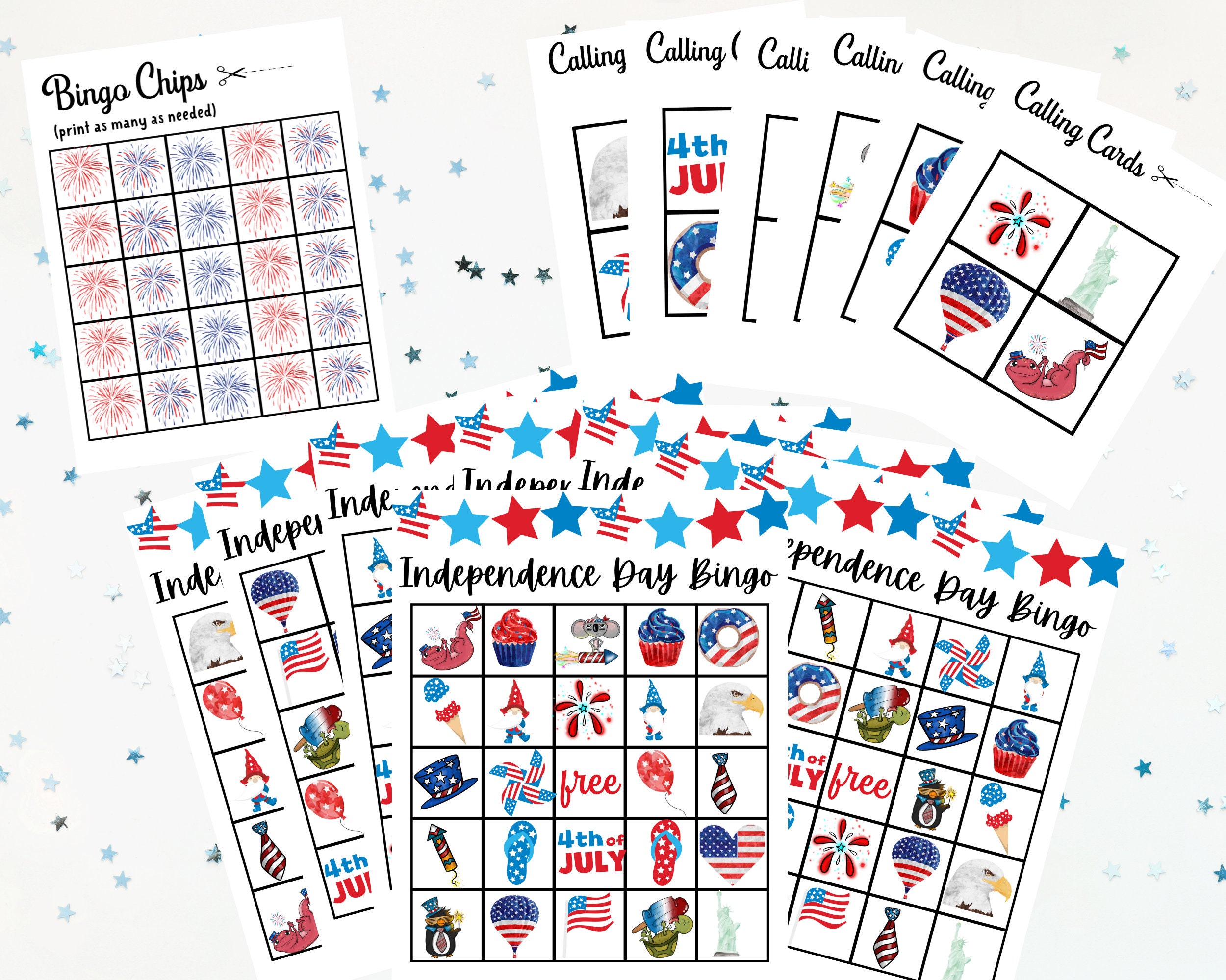 4th of July Bingo Game, Independence Day Activities for Kids, Patriotic ...