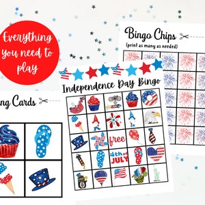 4th of July Bingo Game, Independence Day Activities for Kids, Patriotic ...