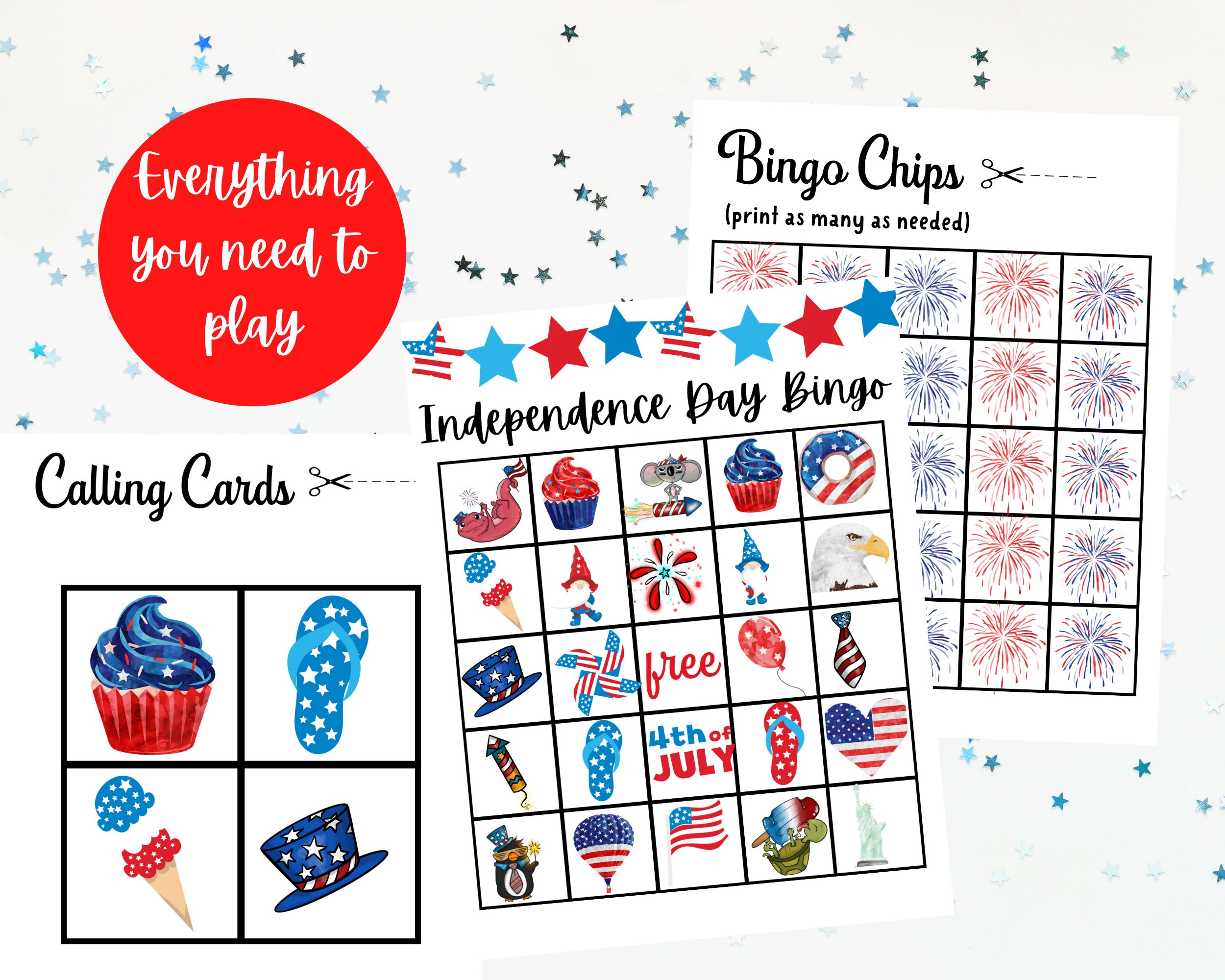 4th of July Bingo Game, Independence Day Activities for Kids, Patriotic ...