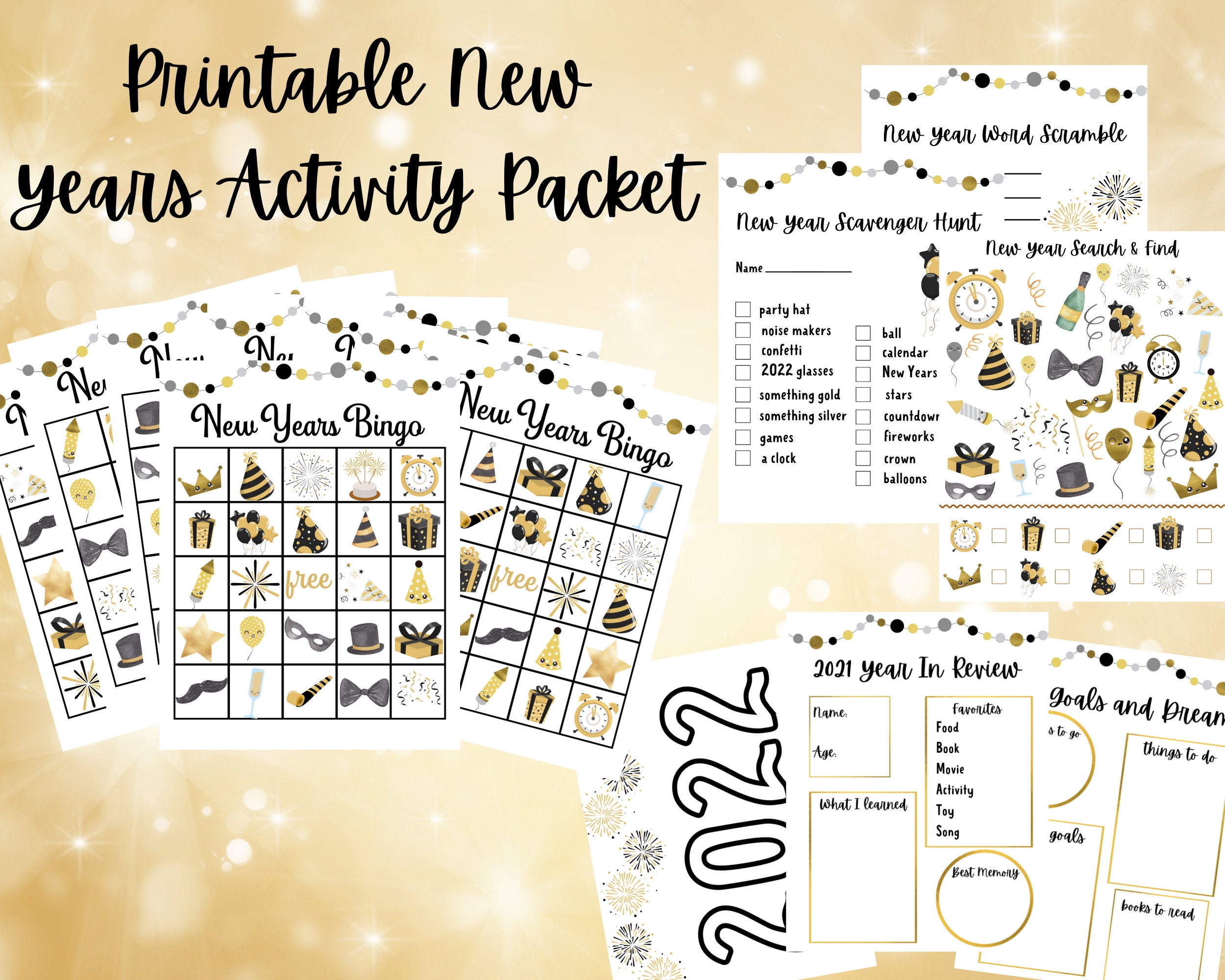 2022 New Year's Activities and Games for Kids, Printable New Year's ...