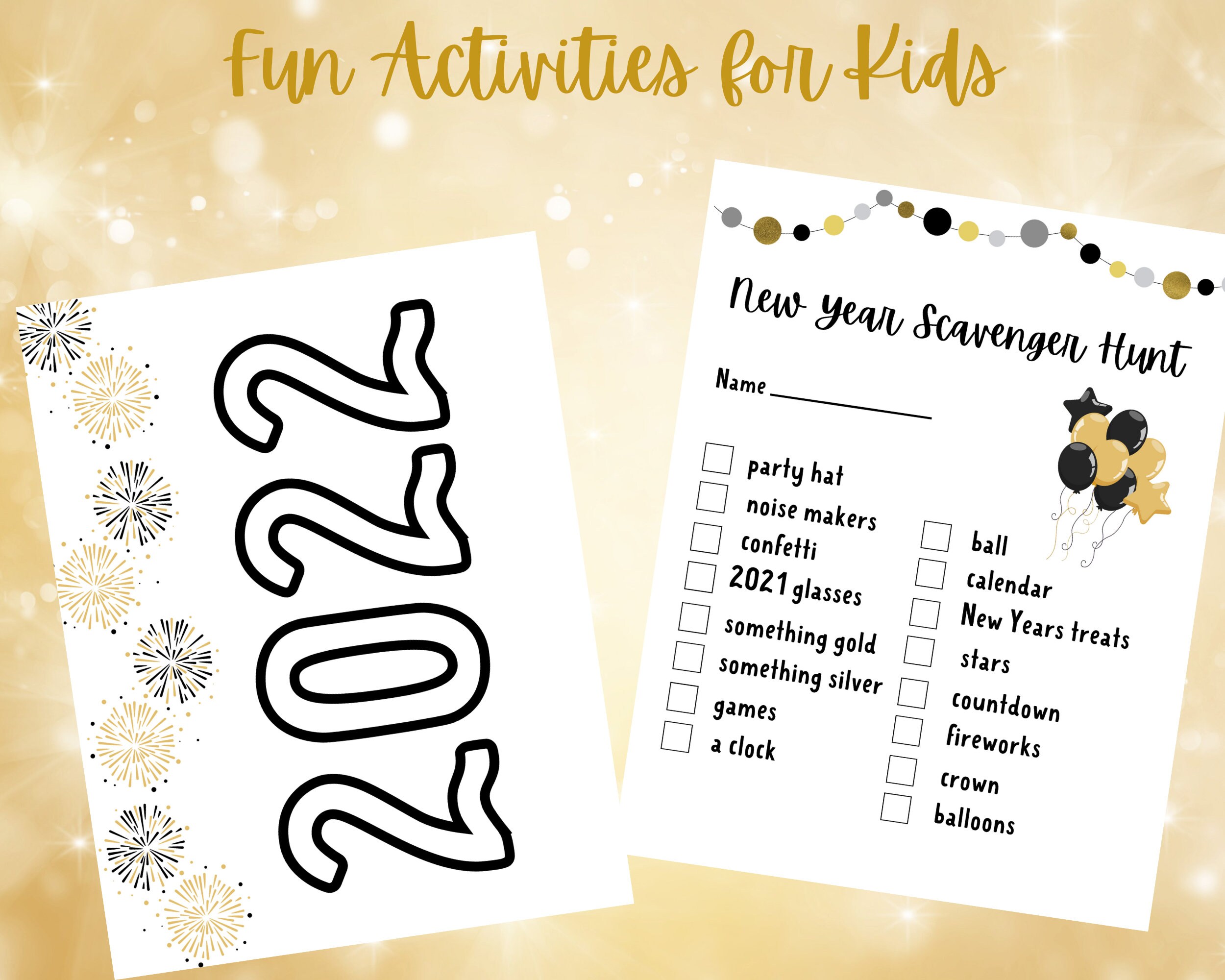 2022 New Year's Activities and Games for Kids, Printable New Year's ...