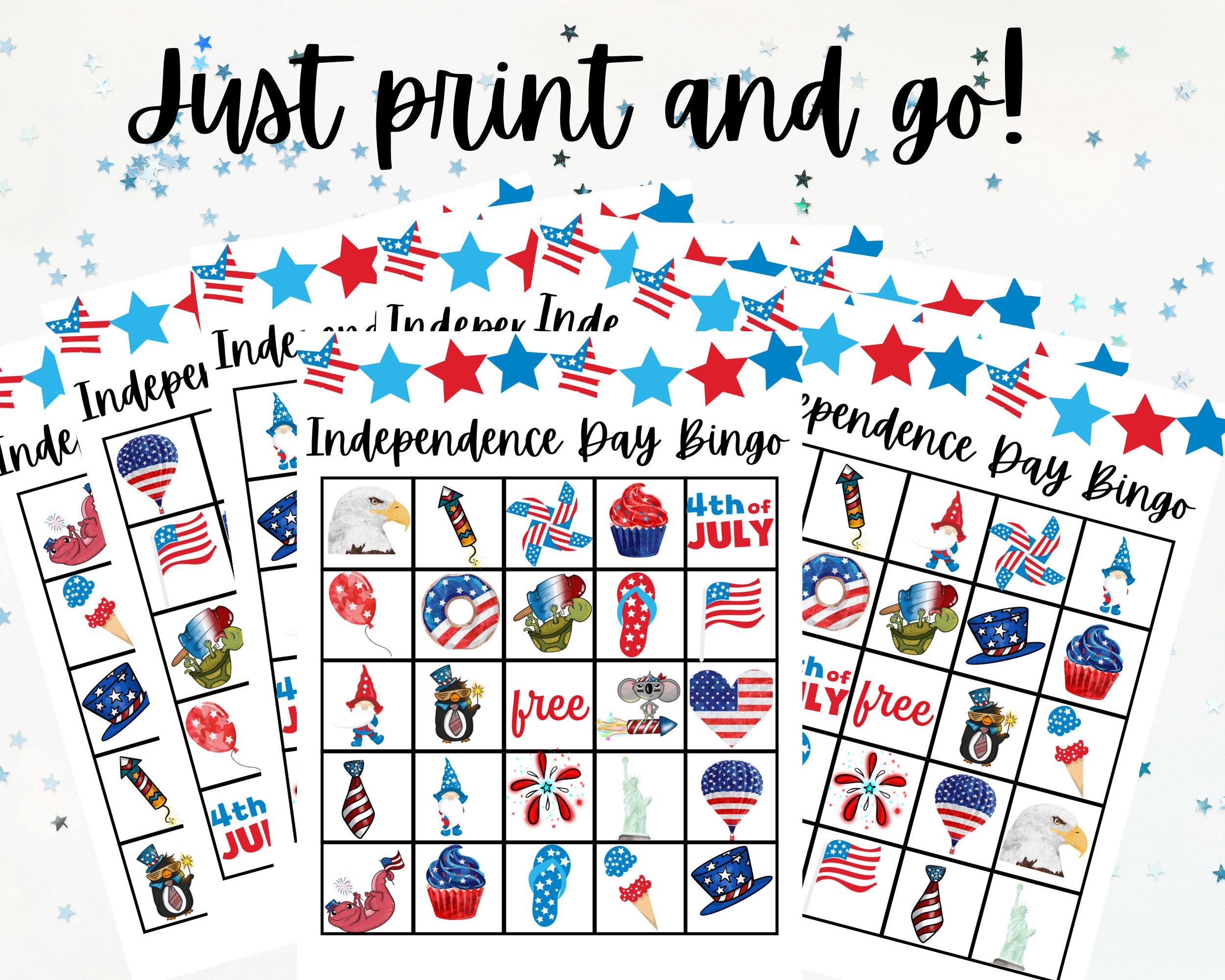 4th of July Bingo Game, Independence Day Activities for Kids, Patriotic ...