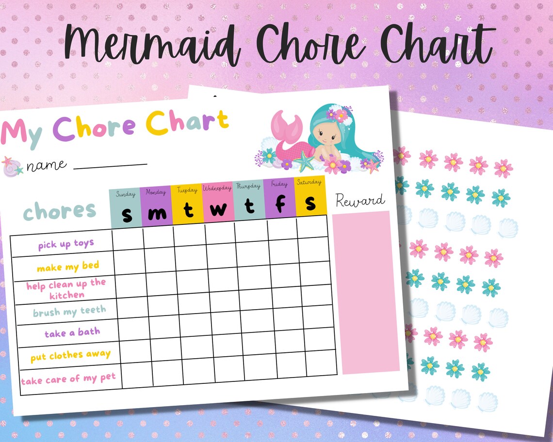 Printable Chore Chart for Kids Mermaid Chore Chart Digital - Etsy Canada