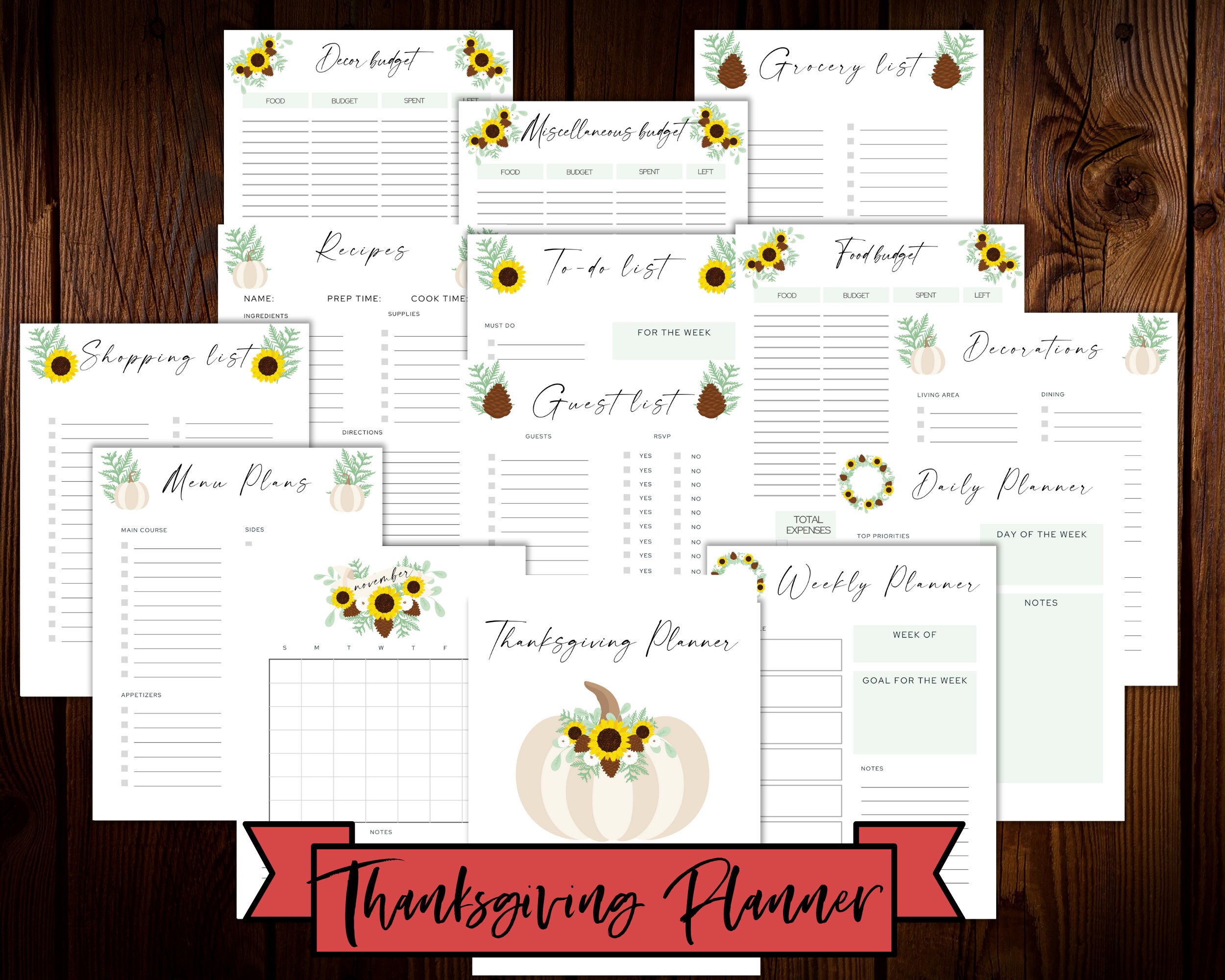 Printable Thanksgiving Planner Holiday Planner Thanksgiving - Etsy