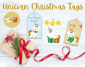 Unicorn Christmas Gift Tags for Kids, Rainbow Unicorn Gift Tags Kids, A ...