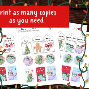 Christmas Gift Tags, Printable Dinosaur Christmas Gift Tags for Kids ...
