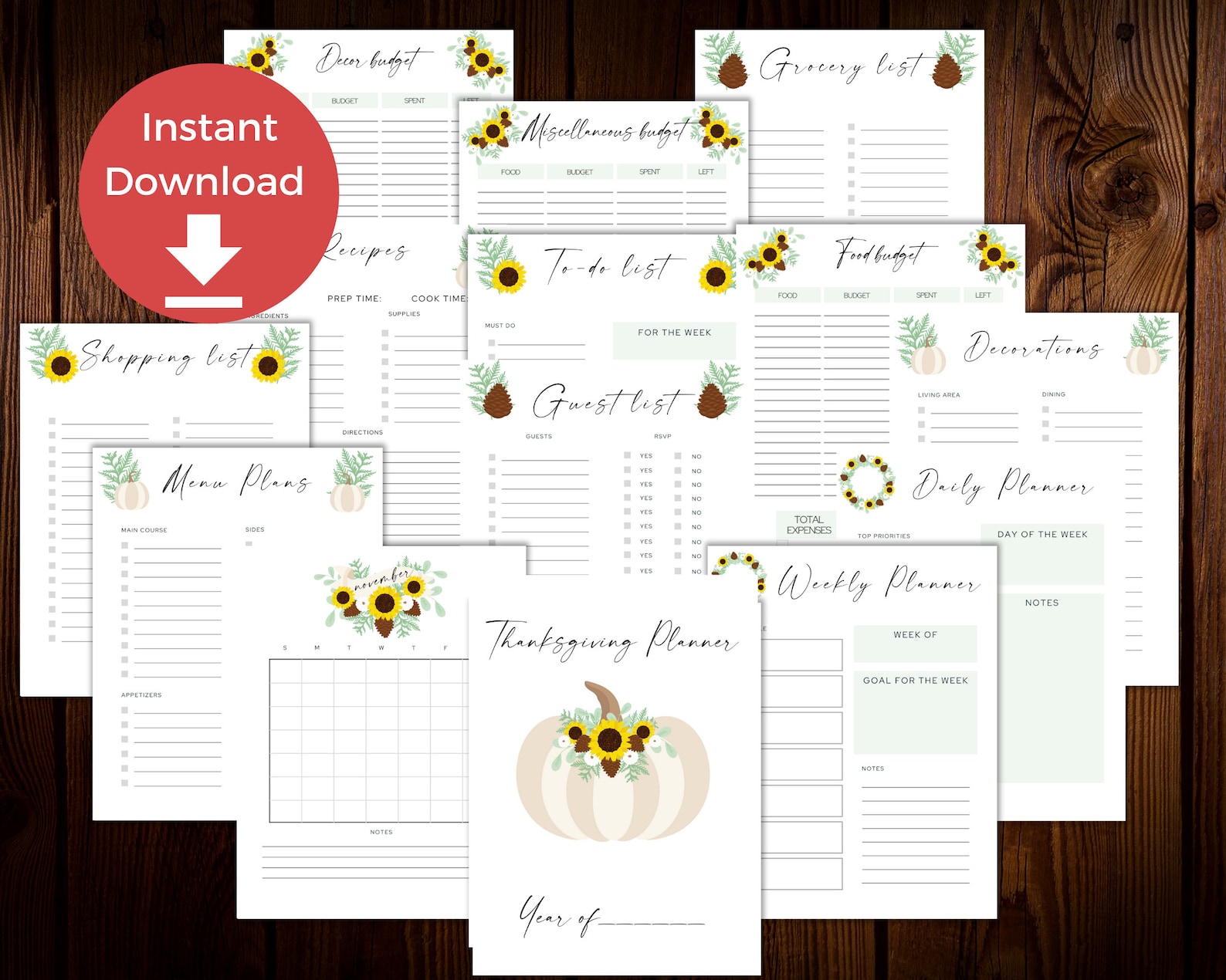 Printable Thanksgiving Planner Holiday Planner Thanksgiving - Etsy