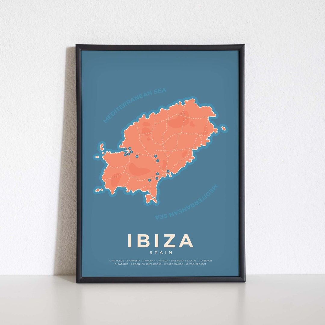 Impresión de Ibiza. Mapa de Ibiza. Cartel de Ibiza. Impresión - Etsy España