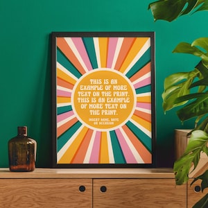 Personalised Song Lyric or Quote Print, Retro Sun Print, Music Poster ...