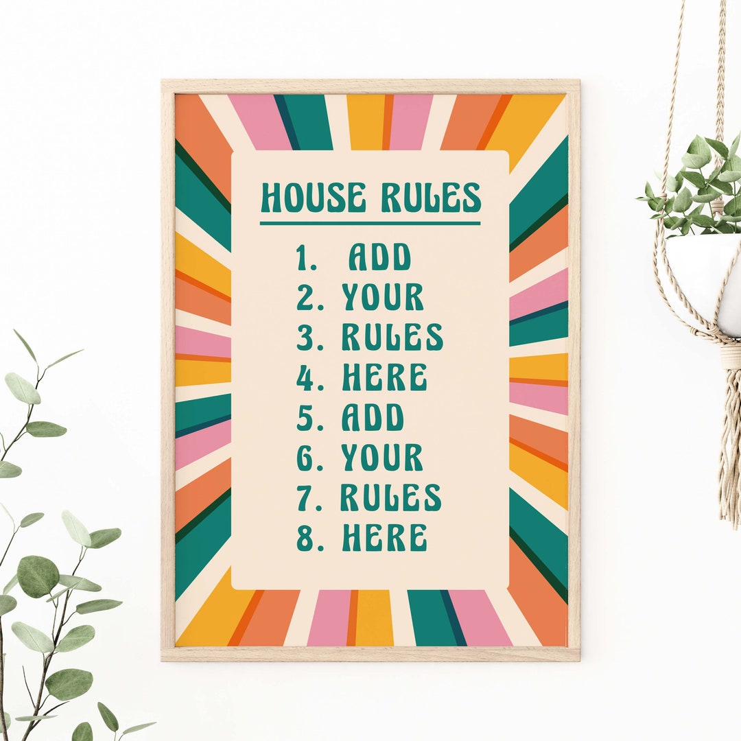 Custom House Rules Print, New Home Print, Retro Print, House Poster ...