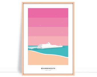 Bournemouth Art Print Poster A4 Size Bournemouth Pier Seaside England ...