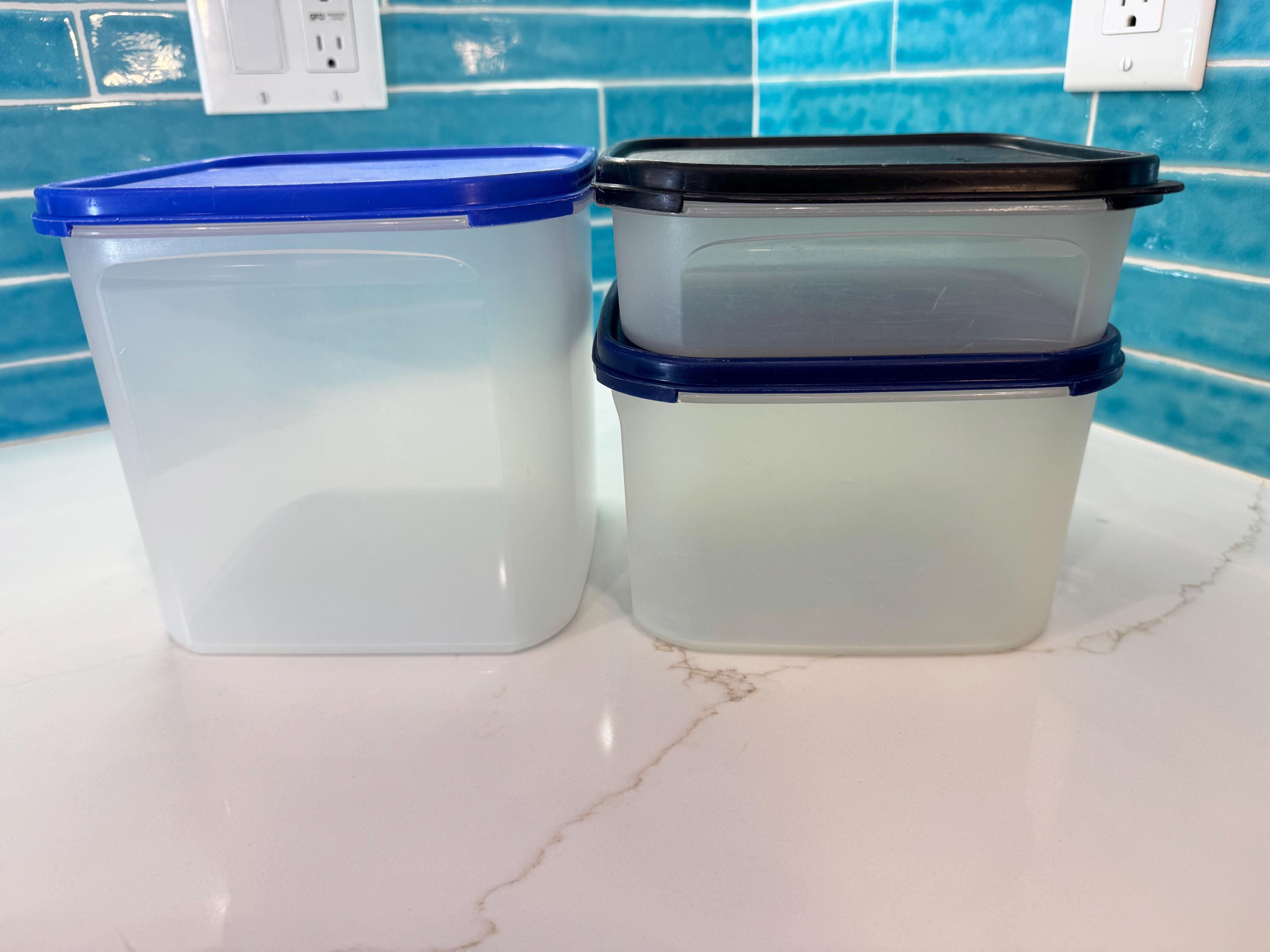 Vintage Tupperware Modular Mate Square Canisters With Dark Blue Lids ...