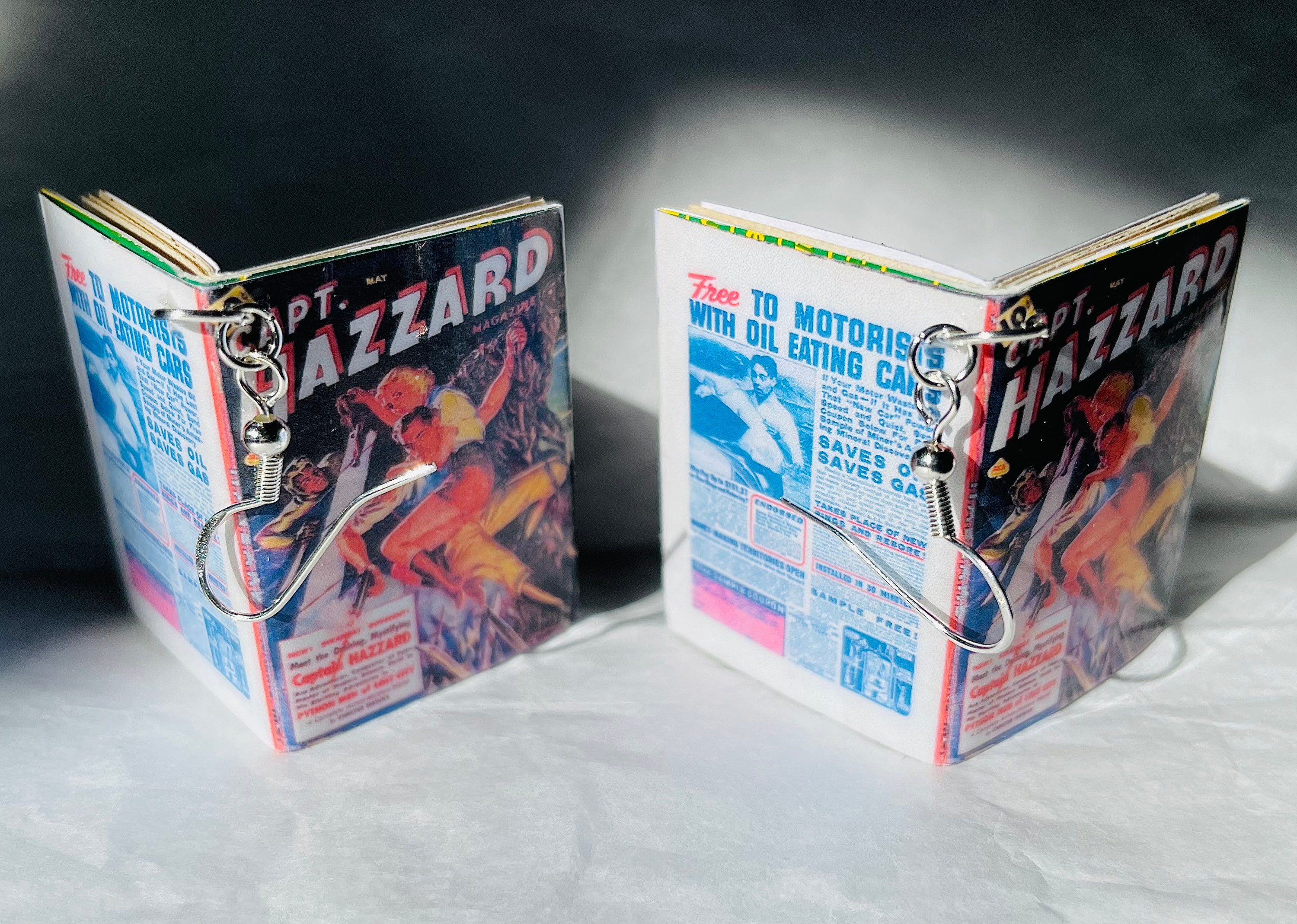 Captain Hazzard Pulp Magazine Earrings - Etsy