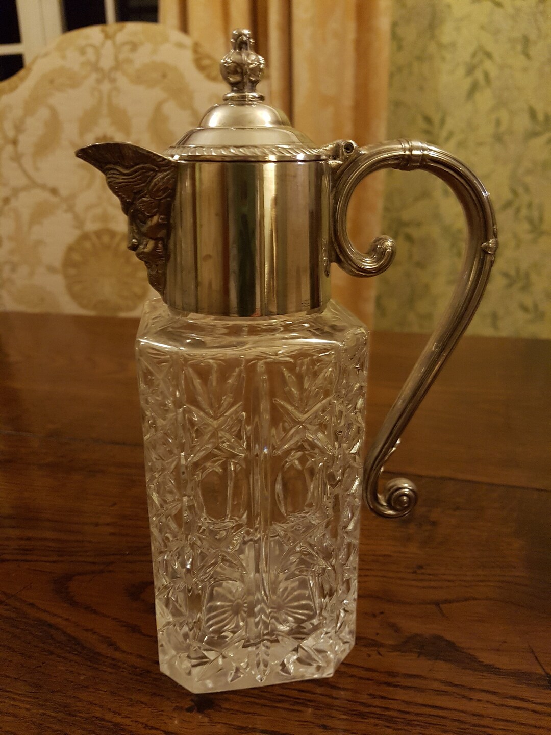 Wonderful Vintage Cut Glass & Silverplate Decanter - Etsy