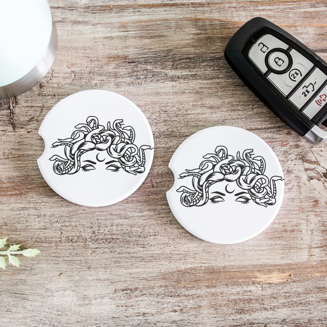 Medusa Greek Mythology Car Coasters Set, Mythology Car Decor, Stocking ...
