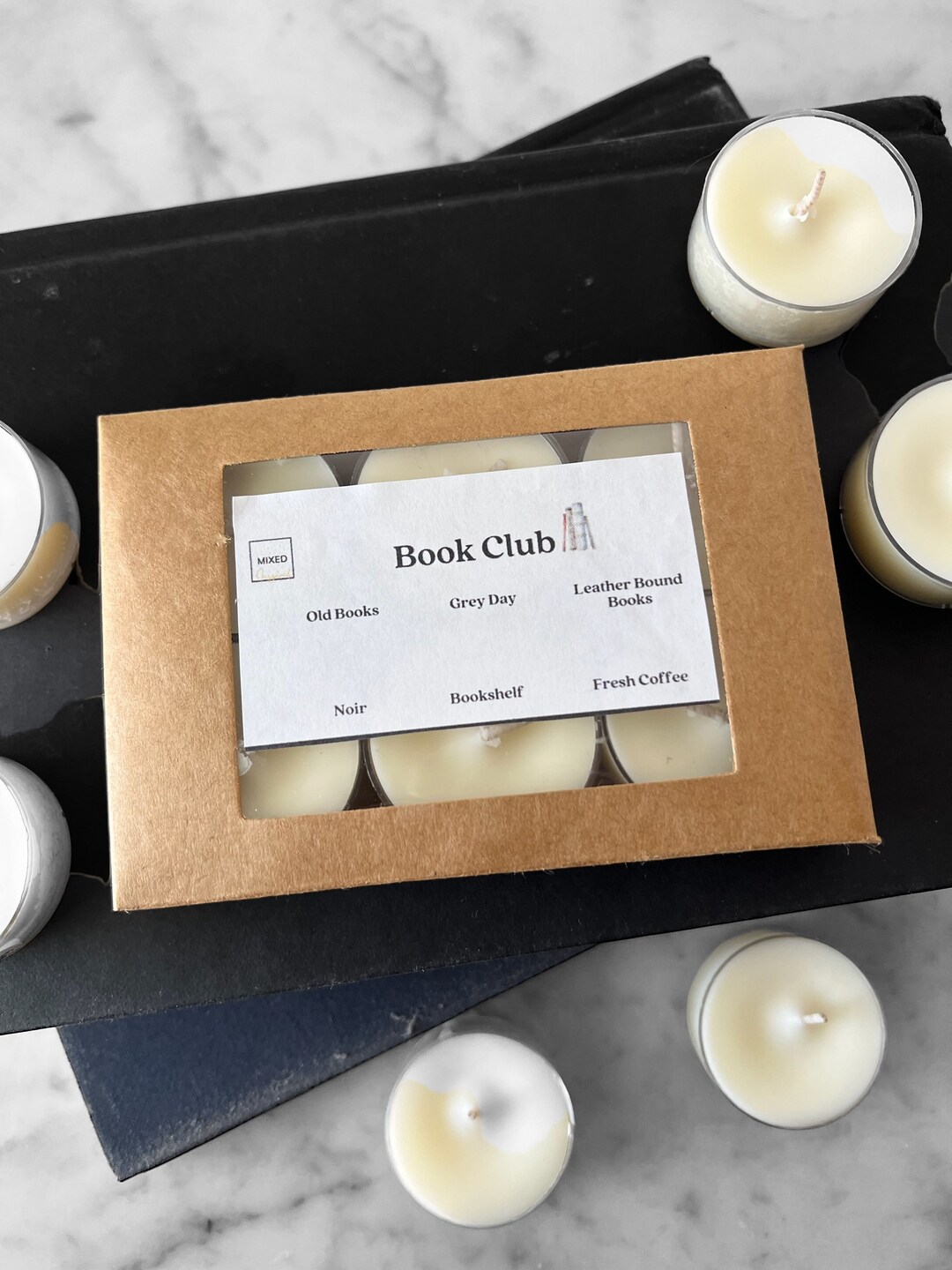 Book Club Candle Mini Set | Six Tea Light Candles | Soy Scent Candle ...