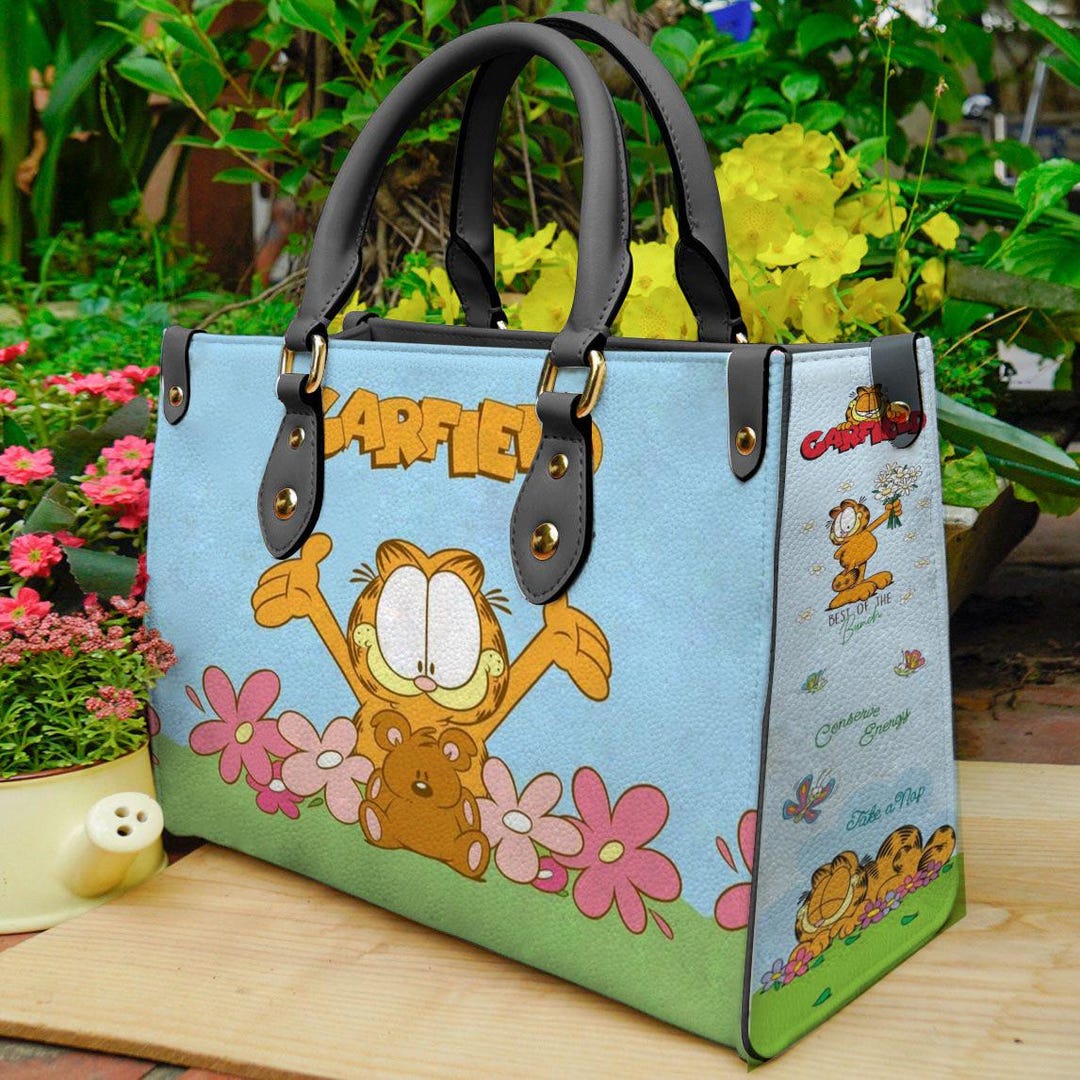 Garfield Cat Leather Bag, Garfield Handbag Gift, Custom Women Bag ...