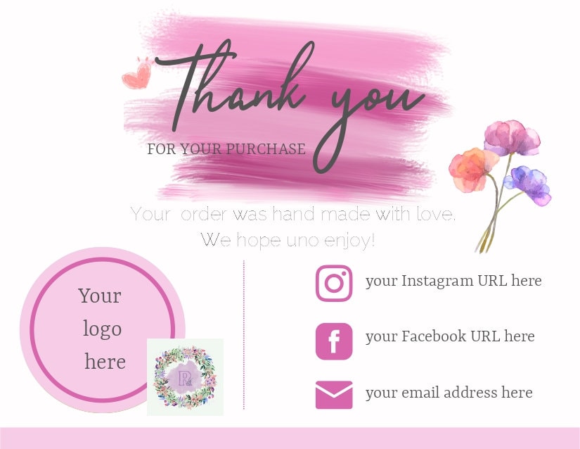 Printable Thank You Card,template Poshmark Etsy Small Business,thank ...
