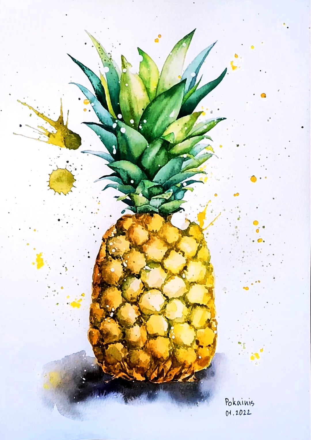 Pineapple Painting, Fruit Still Life, Watercolor Fruit, Pineapple Wall ...