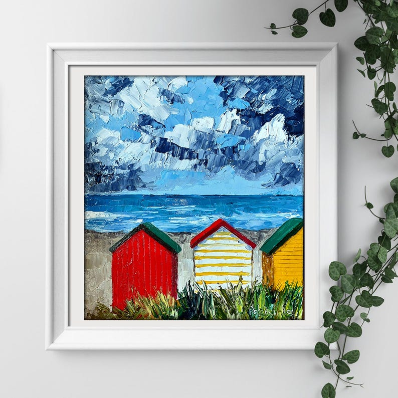 Beach House Original Oil Painting, Coastal Wall Art, Landscape Small ...