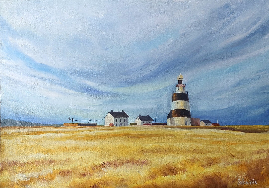 ORIGINAL Landscape Oil Painting, Lighthouse Painting, Farmhouse Wall ...