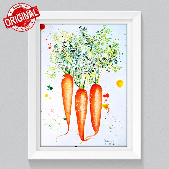 ORIGINAL Watercolor Painting Carrot Painting Garden - Etsy