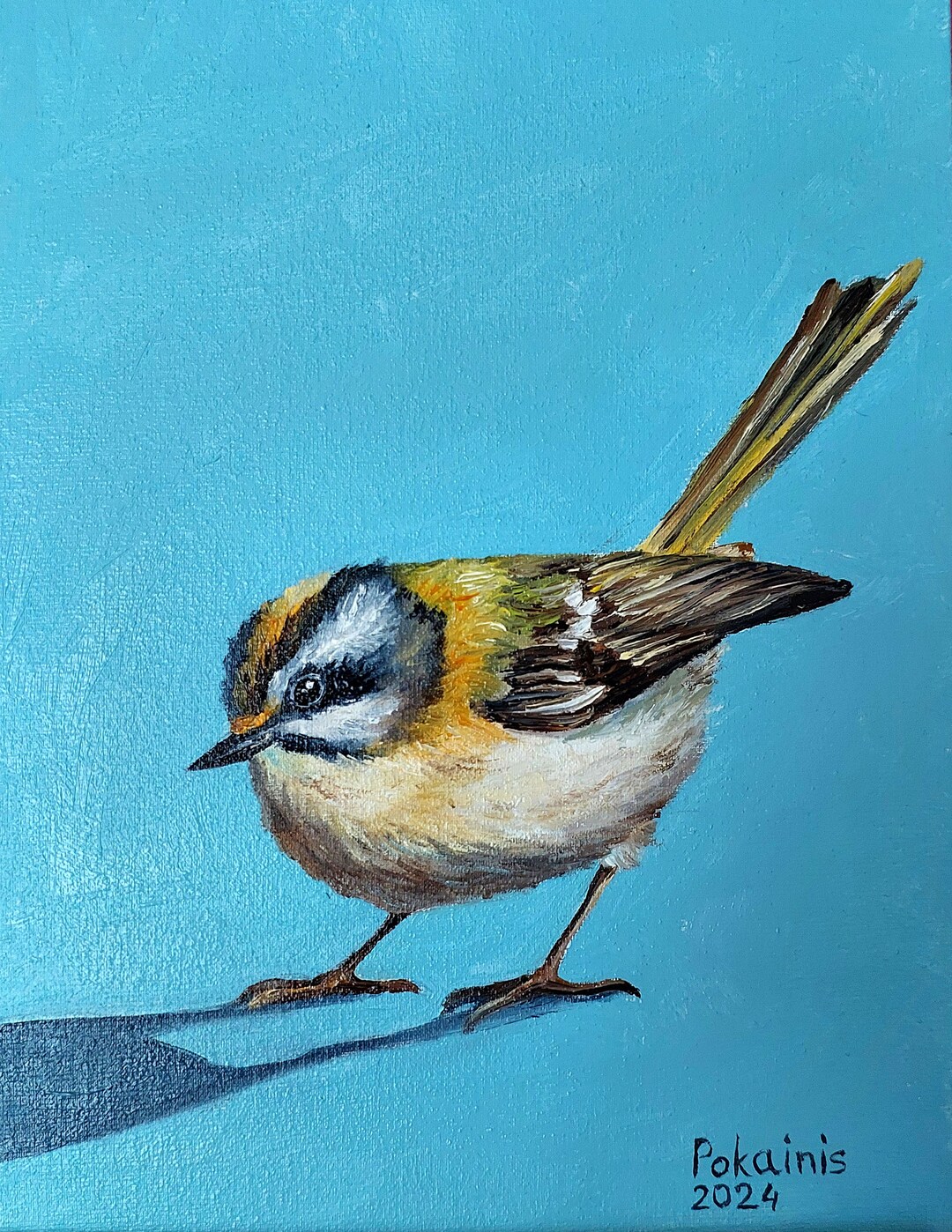 Bird Original Oil Painting, Robin Bird Wall Art, Orange Bird Artwork ...