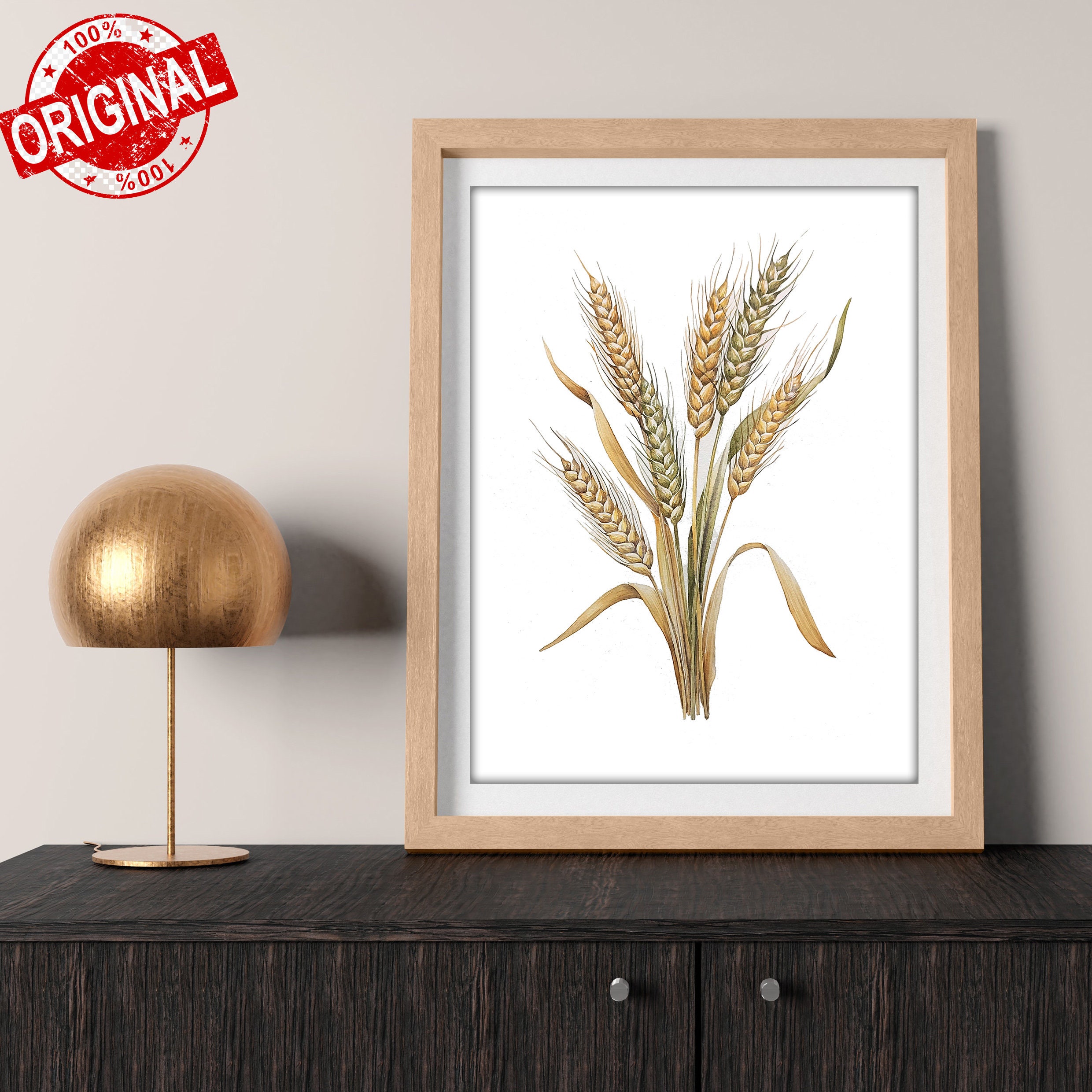 Wheat Watercolor Painting Original Painting Botanical Wall - Etsy UK