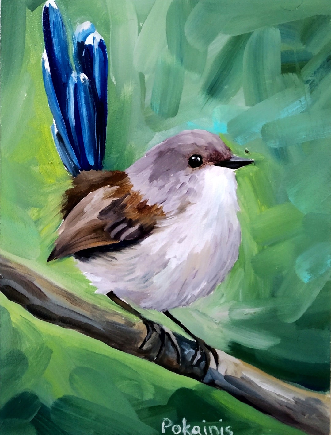 Small Blue Bird Original Oil Painting, Bird Lover Gift, 5x8 Fine Art - Etsy