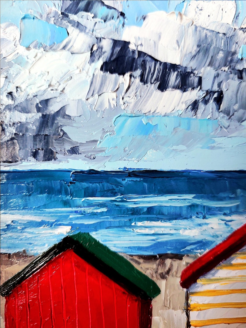 Beach House Original Oil Painting, Coastal Wall Art, Landscape Small ...