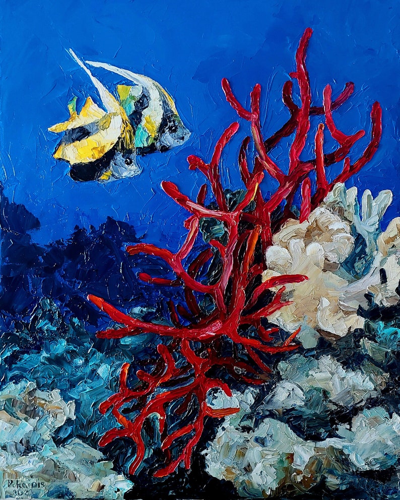 ORIGINAL Oil Painting, Ocean Oil Painting, Underwater Painting ...