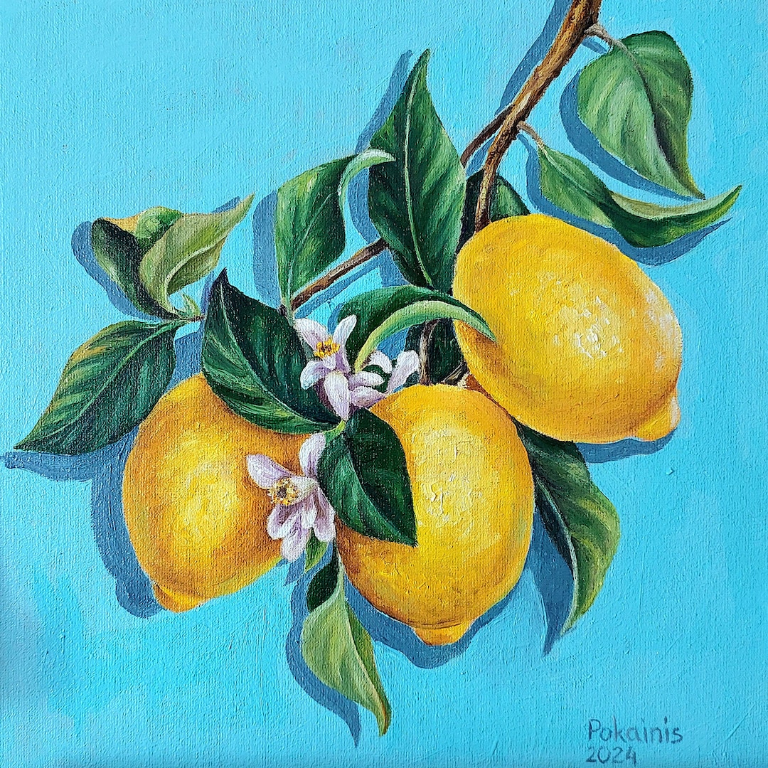 Lemon Oil Painting, Original Oil Painting, Fruit Wall Art, Vegetables ...