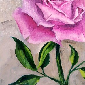 Rose Small Original Oil Painting, Floral Still Life Artwork, Square ...