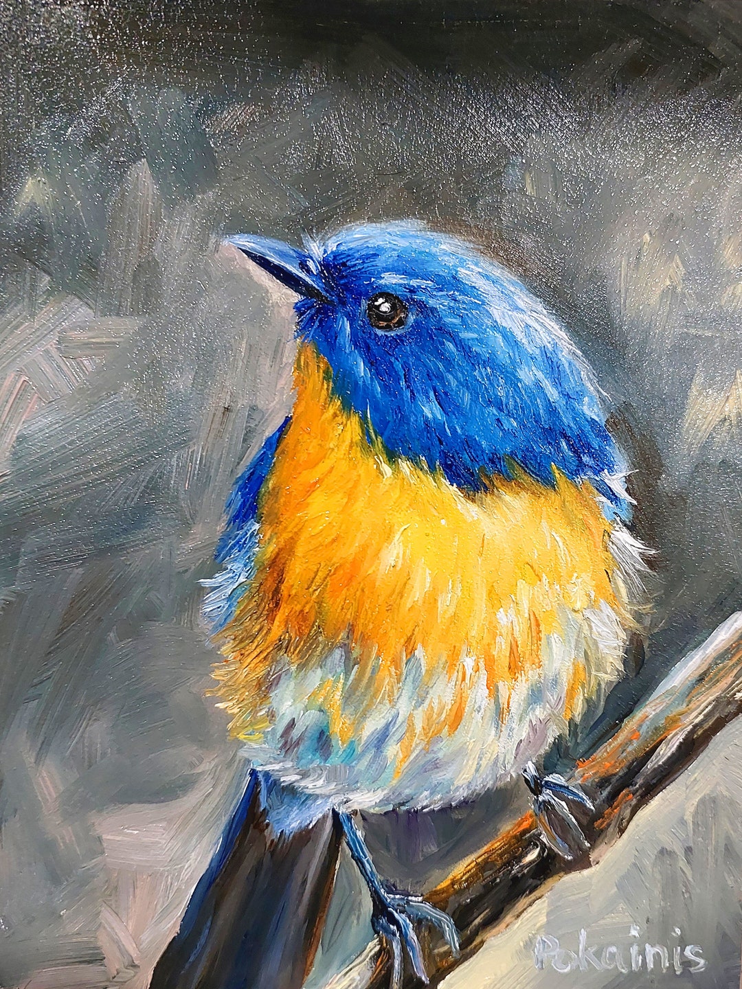 Small Original Oil Painting, Bird Oil Painting, American Bird Wall Art ...