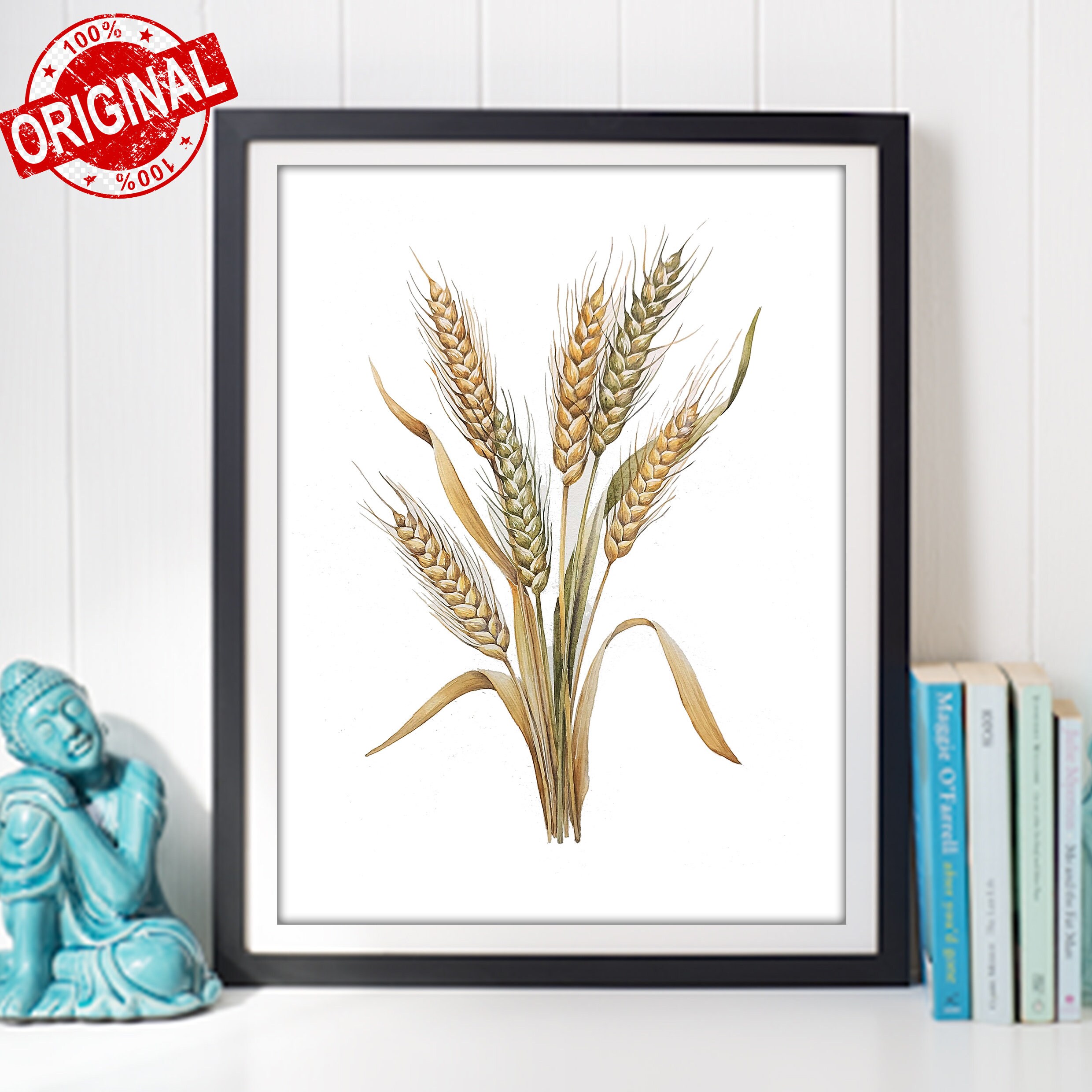 Wheat Watercolor Painting Original Painting Botanical Wall - Etsy UK