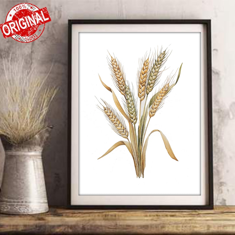 Wheat Watercolor Painting, Original Painting, Botanical Wall Art, Wheat ...