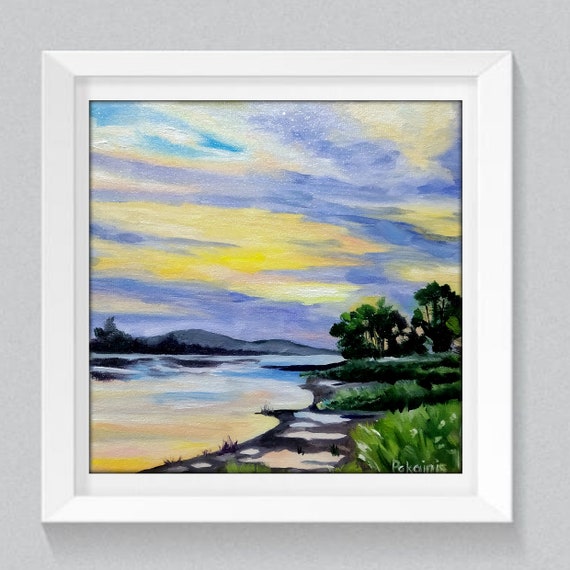 ORIGINAL Oil Painting 8x8 Wall Art Landscape Painting Lake - Etsy
