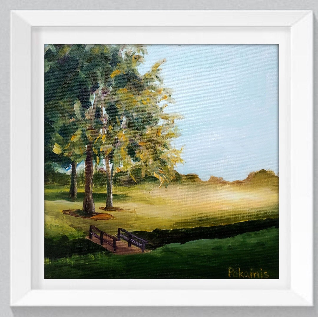 ORIGINAL Oil Painting, 8x8 Painting, Landscape Painting, Sunset Wall ...