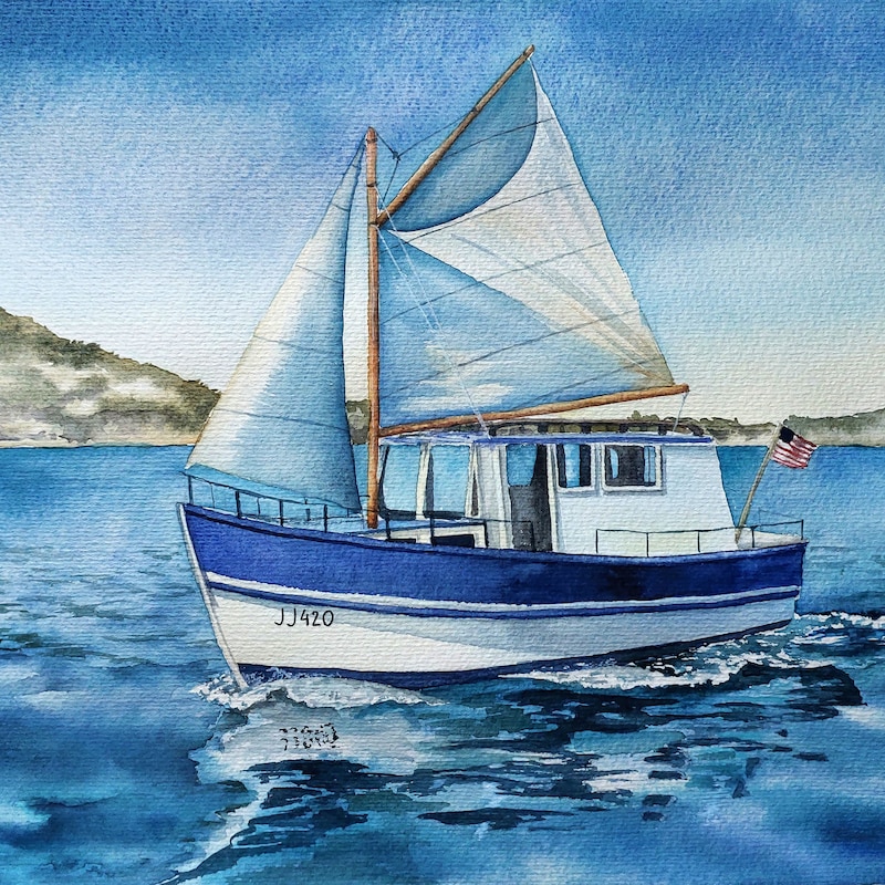 Boat Watercolor - Etsy