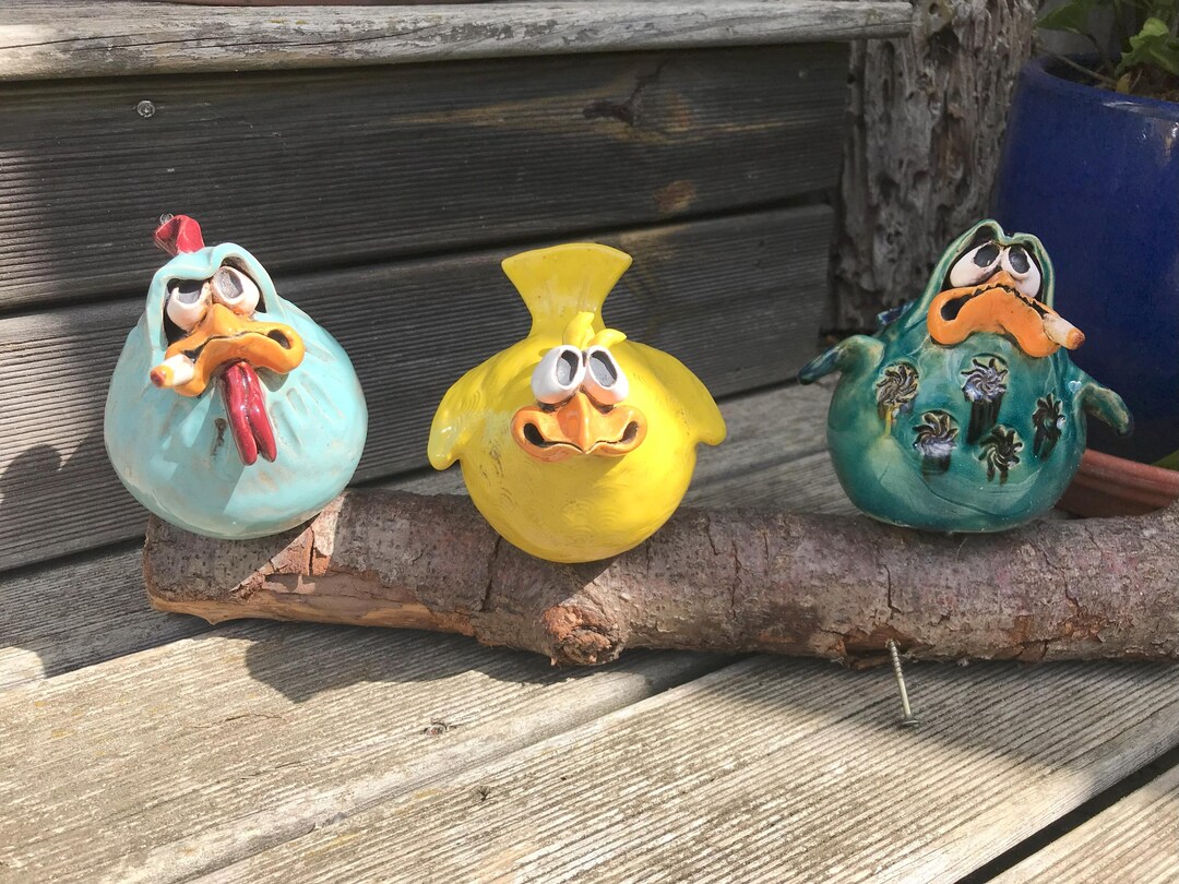Ceramic Chicken Grim Looking With Cigarette - Etsy
