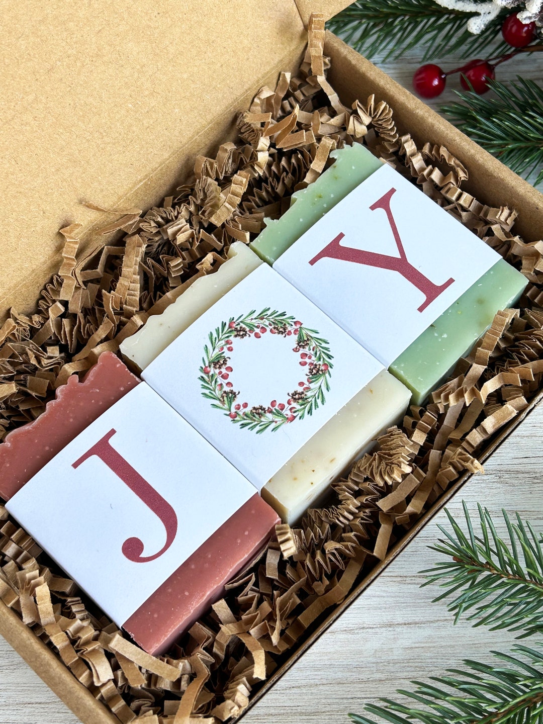 Holiday Joy Soap Gift Set, Christmas Soap Gift Box, Three Handmade ...