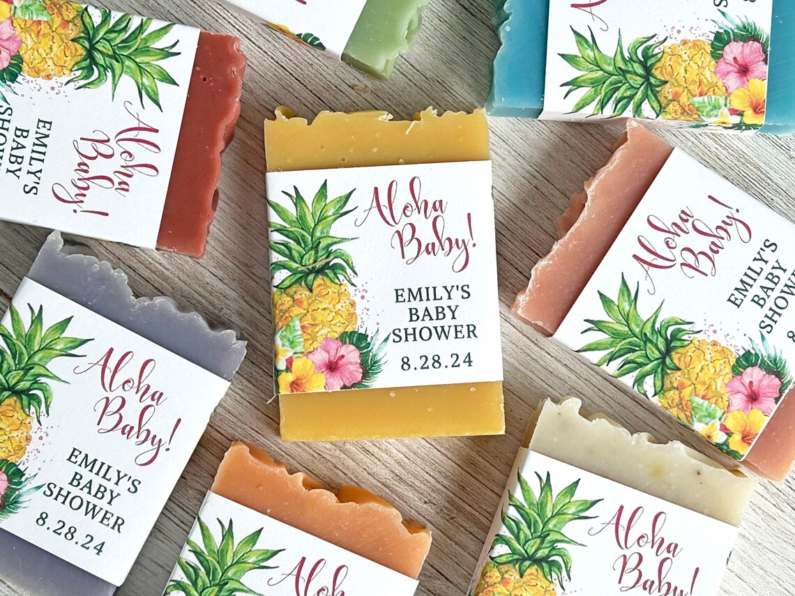 Pineapple Aloha Baby Shower Soap Favors, Tropical Luau Party Favor Soap ...