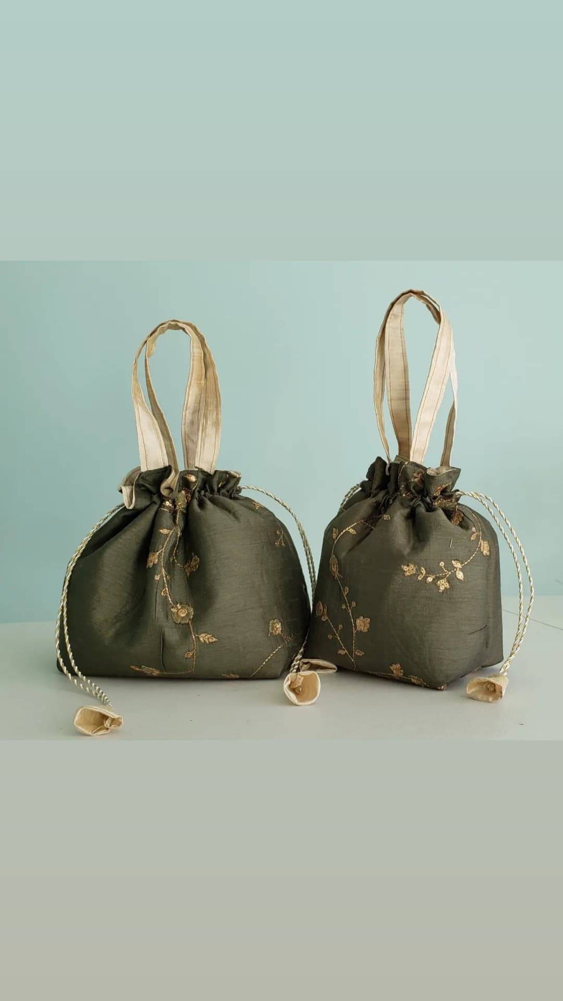 Beautiful Raw Silk Fabric Pull String Bag. Perfect for All the ...