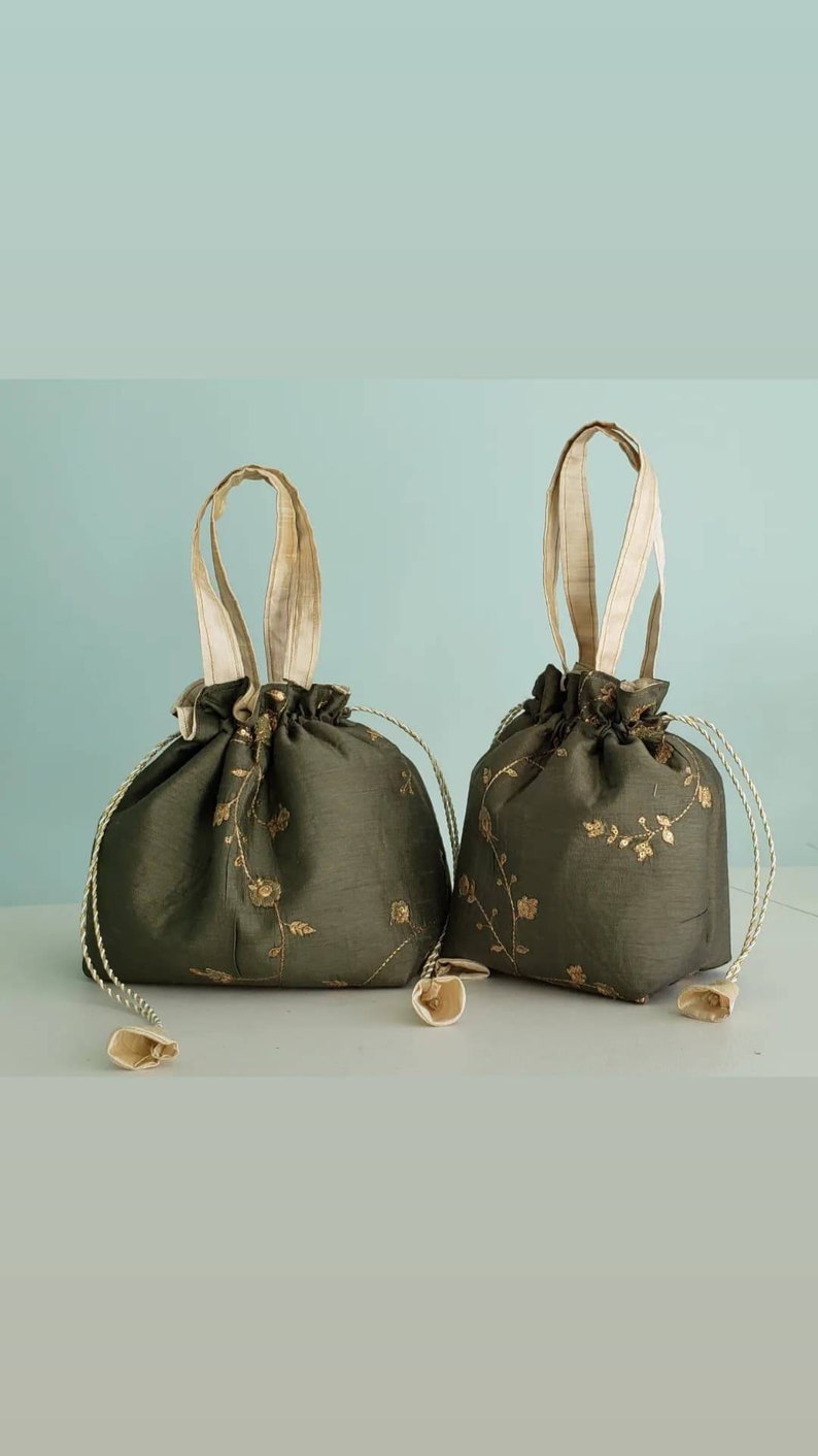 Beautiful Raw Silk Fabric Pull String Bag. Perfect for All the ...