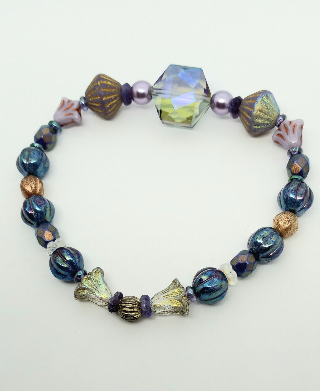 Sapphire Melons, Czech Glass Beads, Light Purple Pearls, Multicolored ...