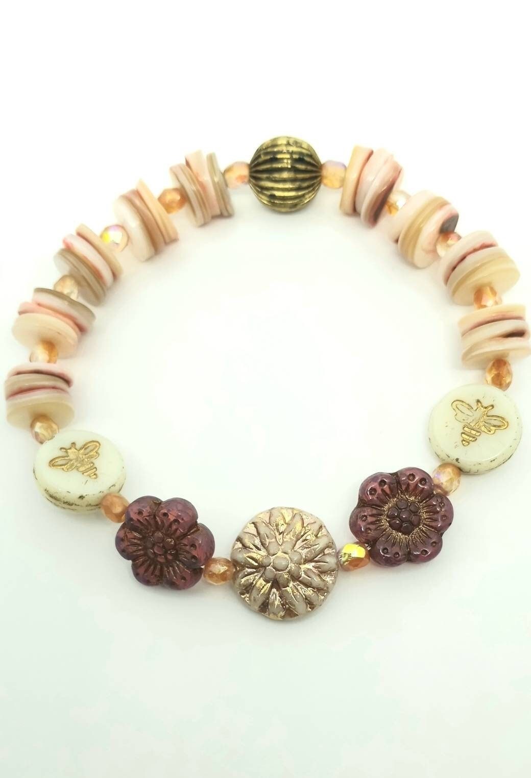 White and Gold Bee Coins Gold Wash Dahlia Bronze Wash Berry - Etsy