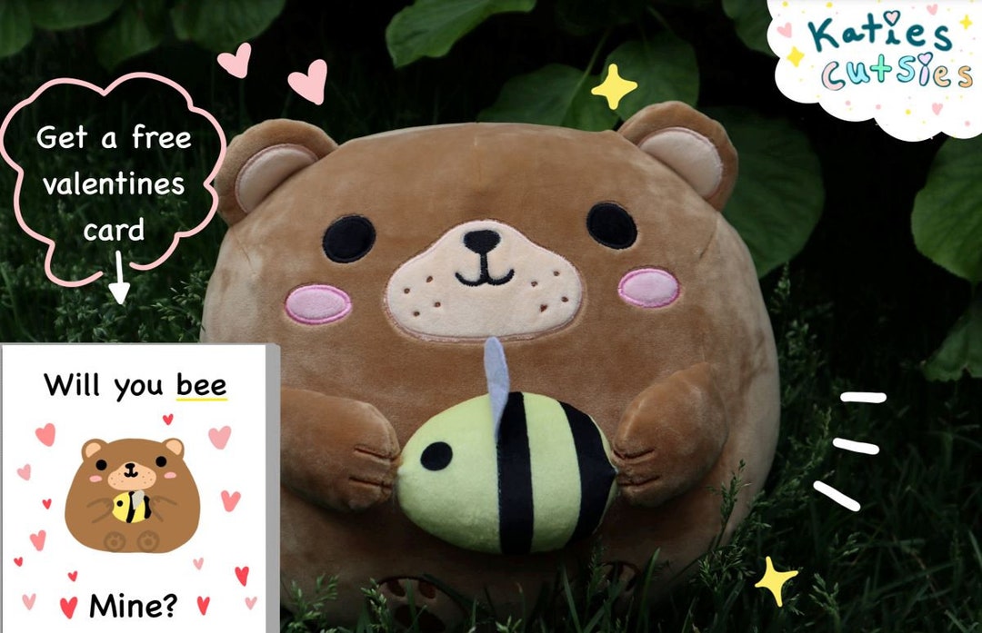 Winston the Bear Plushie holding Bee - Etsy
