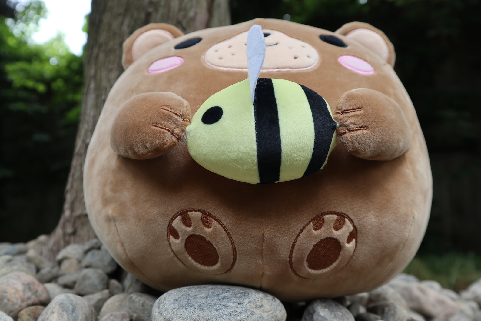 Winston the Bear Plushie holding Bee - Etsy
